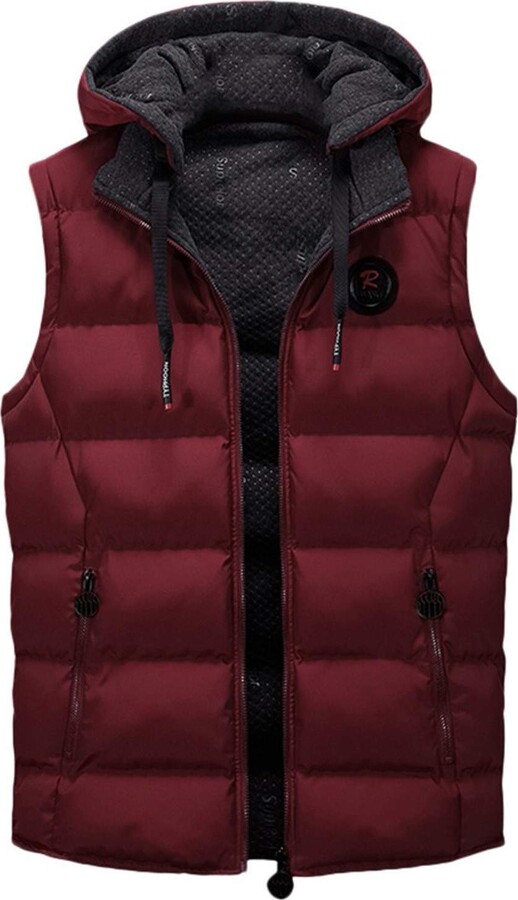 Generic Men's Quilted Vest with Hood Men's Winter Jacket Men's Down ...