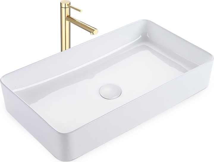 Aquaterior Rectangle Ceramic Vessel Sink Kit Bathroom Single Handle ...