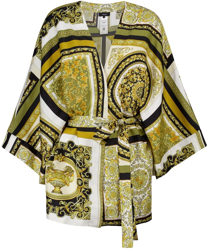 Versace Barocco Mosaic silk robe - ShopStyle