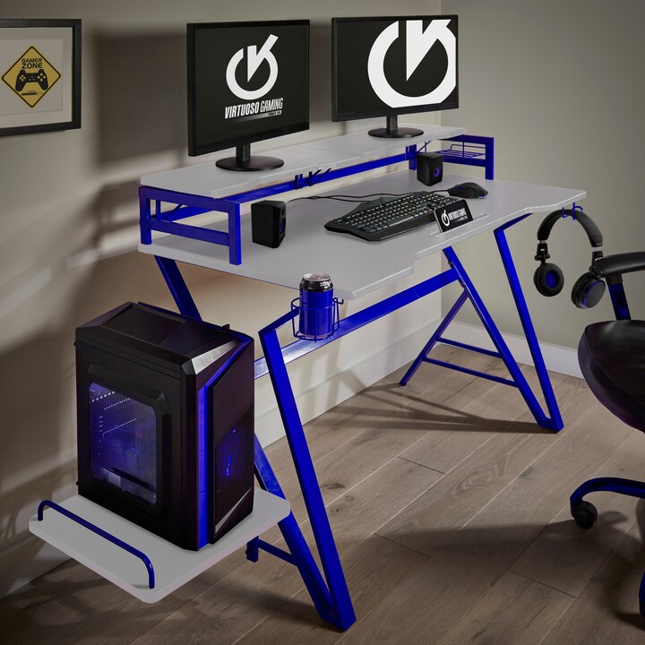 Virtuoso Carbon Fibre Effect Desk Blue/White - ShopStyle Laptop Carts ...