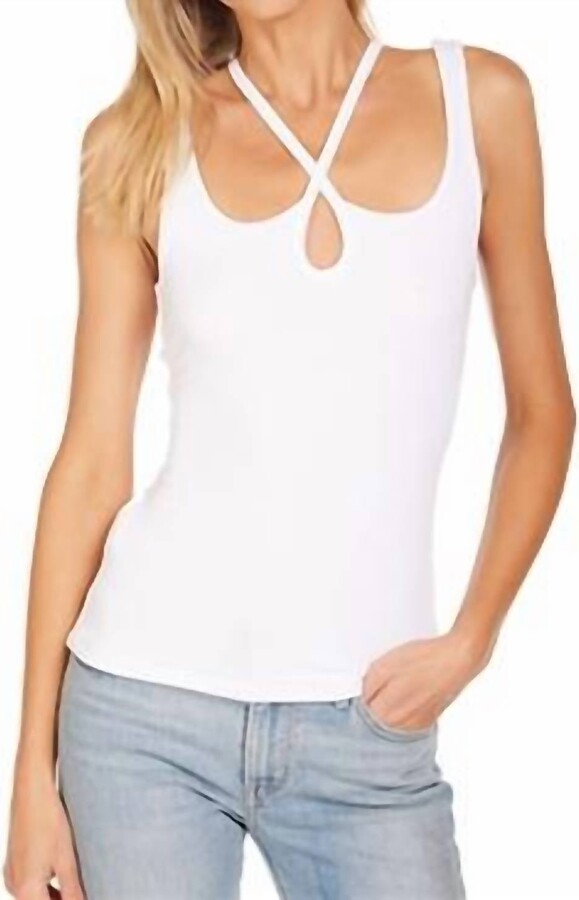 Michael Lauren Langhorn Keyhole Tank in White - ShopStyle Tops
