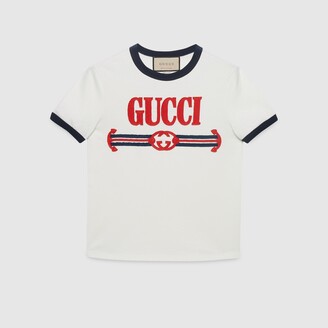Gucci Embroidered-logo cotton-jersey t-shirt - ShopStyle