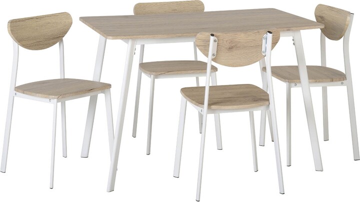 Dunelm Riley Rectangular Dining Table with 4 Chairs, White White ...