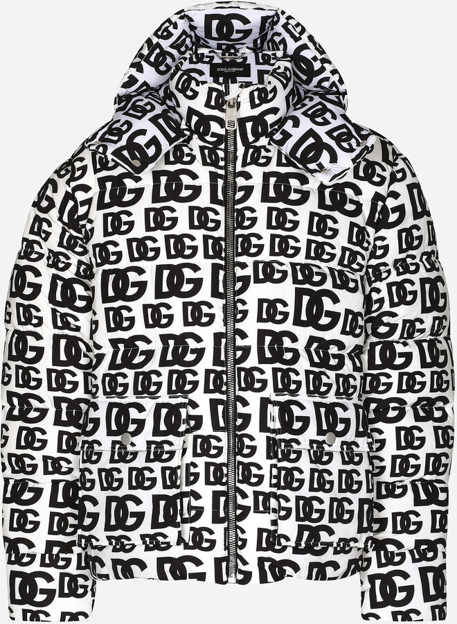 Dolce & Gabbana Quilted nylon jacket with hood and logo print - ShopStyle