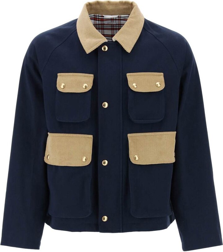 Thom Browne field jacket in cotton gabardine and corduroy - ShopStyle