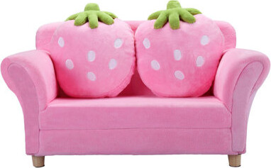 Harriet Bee Children''s Double Sofa Chair W/ 2 Strawberry Pillows And ...