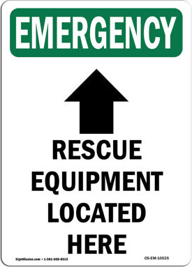 SignMission Rescue Equipment Located Here Emergency Sign - ShopStyle Desks