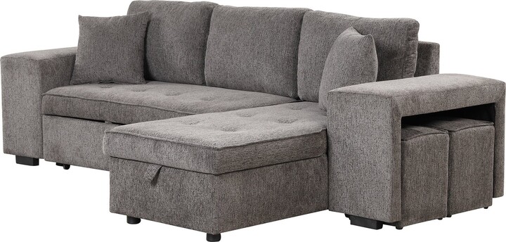 Pull Out Sleeper Sofa with Storage Chaise and 2 Stools - ShopStyle ...