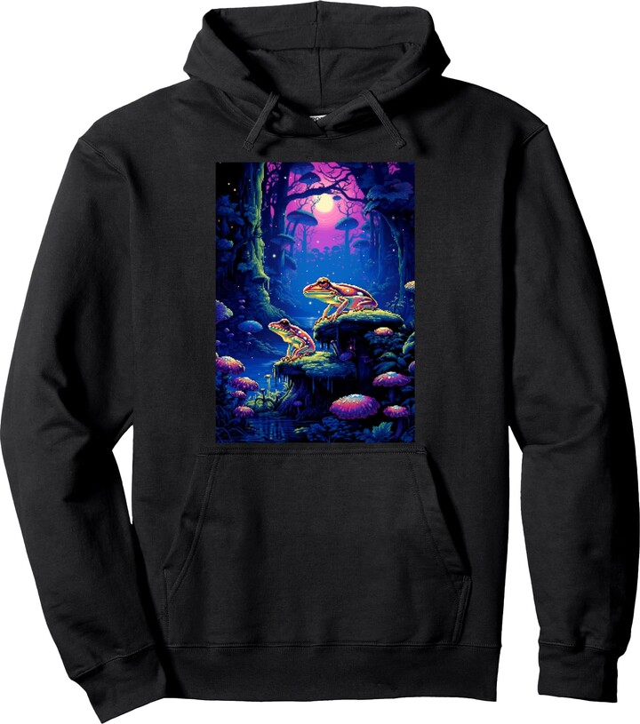 Retro Graphics Pixel Illustration (Frogs) Synthwave Frogs Jungle Pond ...