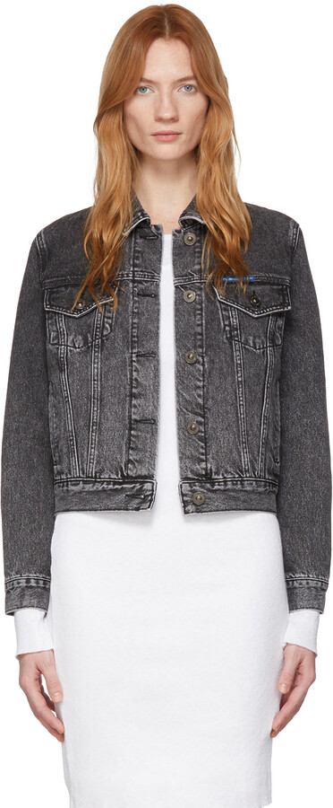 pushBUTTON Grey Denim Neck Frills Jacket - ShopStyle