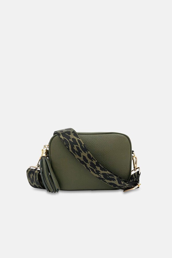 Apatchy London Leather Crossbody Bag With Olive Green Cheetah Strap ...