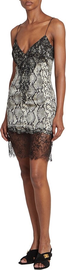 Balmain Python Print Silk Lace-Trimmed Minidress - ShopStyle