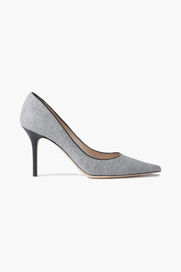 Jimmy Choo Agnes leather-trimmed brushed mélange felt pumps - ShopStyle