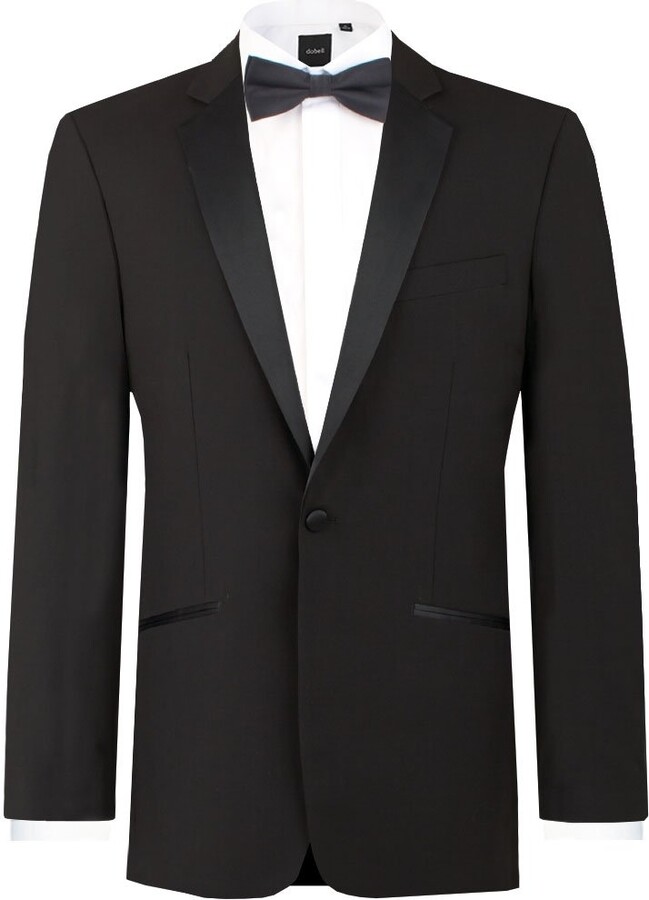Dobell Mens Black Tuxedo Dinner Jacket Regular Fit 100% Wool Notch ...