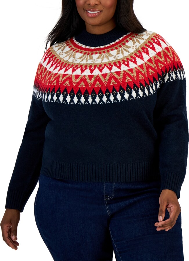 Tommy Hilfiger Plus Size Half Snowflake Raglan Sweater - ShopStyle