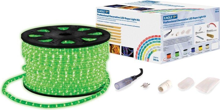 Netagon Static LED Rope Light Kit With Wiring Accessories Kit 90m Green ...