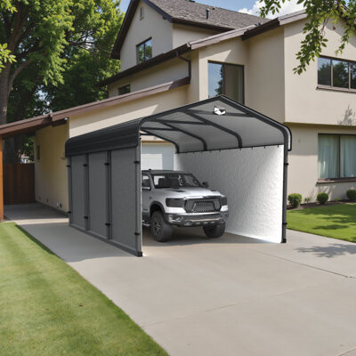 Velvet Wood Corner Heavy Duty Carport With Galvanized Steel Roof ...