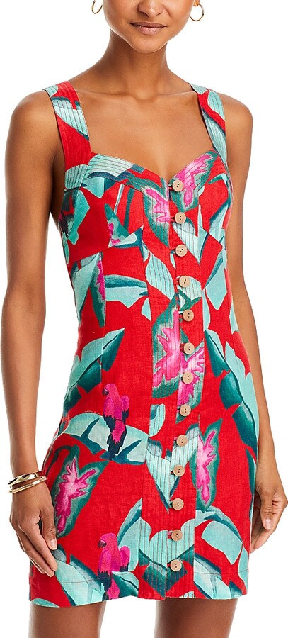 Farm Rio Summer Foliage Linen Mini Dress - ShopStyle