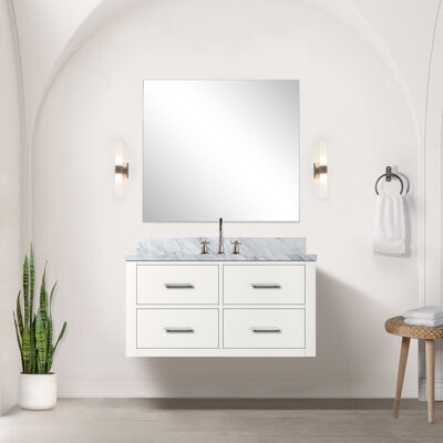 Lexora Castor 36 in W x 22 in D Single Bath Vanity and Carrara Marble ...