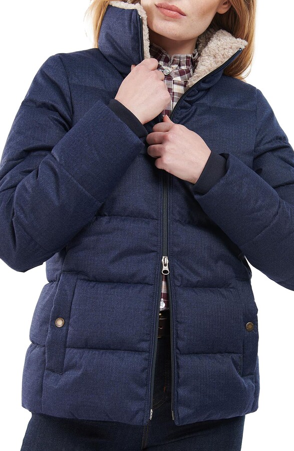 Barbour Allium Baffle Quilted Faux Fur Lined Collar Puffer Jacket ...