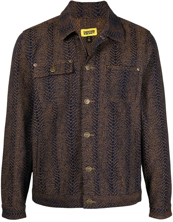 Market Snakeskin-Effect Box Jacket - ShopStyle