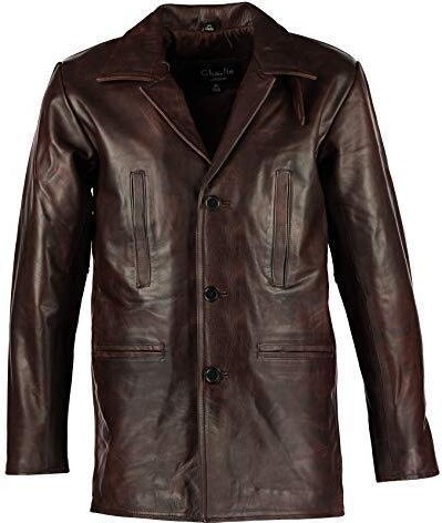 Charlie LONDON Men's Max Payne Vintage Brown Leather Jacket Coat ...