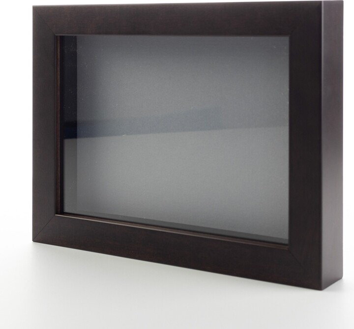 CountryArtHouse 8x10 Shadow Box Frame Dark Brown Real Wood with a Grey ...
