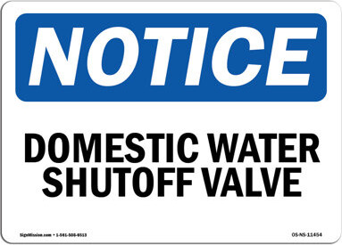 SignMission Domestic Water Shutoff Valve Sign - ShopStyle Home Office