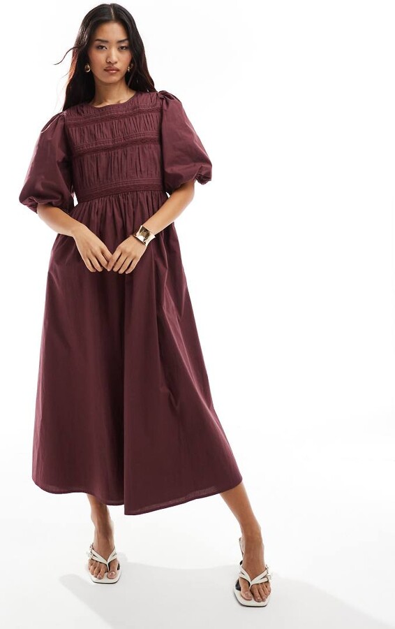 Nobody's Child Maureen midaxi dress in burgundy - ShopStyle