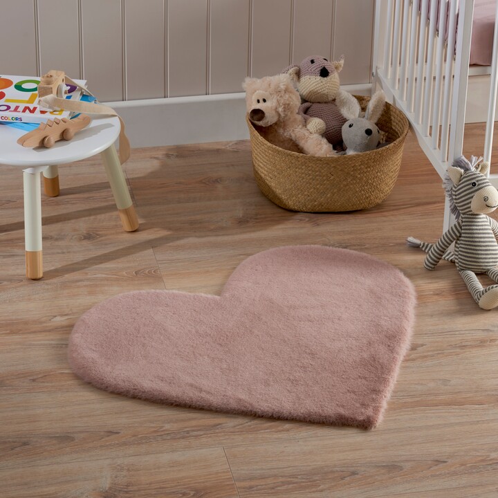 Dunelm Faux Fur Heart Shaped Rug Blush - ShopStyle