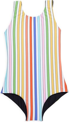Limeapple Little Girl’s & Girl’s Reversible Rainbow One Piece Swimsuit ...