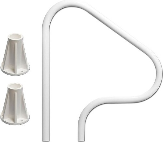 Saftron 3 Bend Return to Deck Polymer Swimming Pool Handrail, White ...