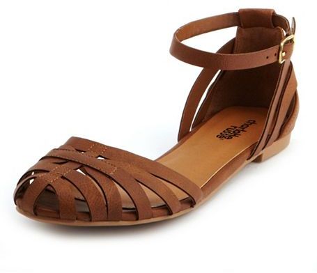 Charlotte Russe Caged Ankle-Strap Flat Sandal - ShopStyle