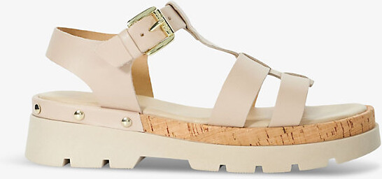 Dune Womens Blush-leather Laplin Stud-embellished Leather Sandals ...