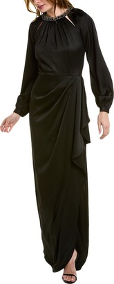 Teri Jon by Rickie Freeman Drape-Sleeve Gown - ShopStyle Evening Dresses