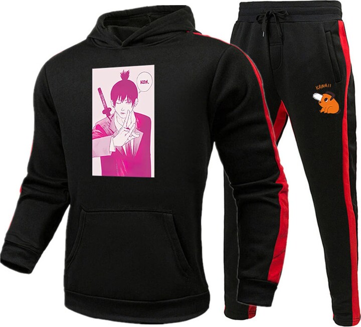 INDIRAN Anime Chainsaw Man Tracksuit Set Two Piece Outfit Harajuku ...