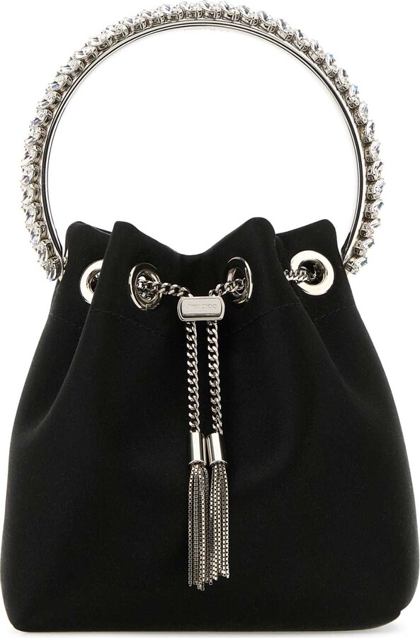 Jimmy Choo Black Satin Bon Bon Bucket Bag - ShopStyle