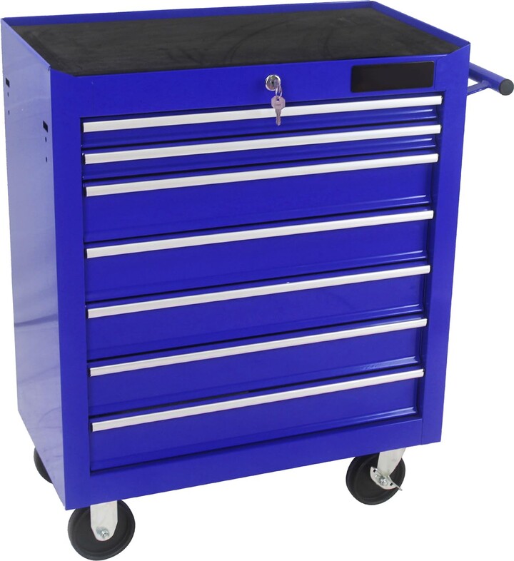 SPOFLYINN 7-Drawer Rolling Tool Chest Lockable High Capacity Tool Box Multi-Functional Storage ...