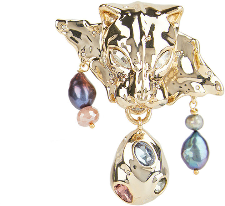 Alexis Bittar Panther Head Crumpled Pin - ShopStyle