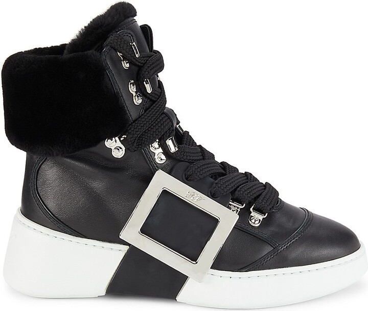 Roger Vivier High Top Lamb Shearling Leather Sneakers - ShopStyle