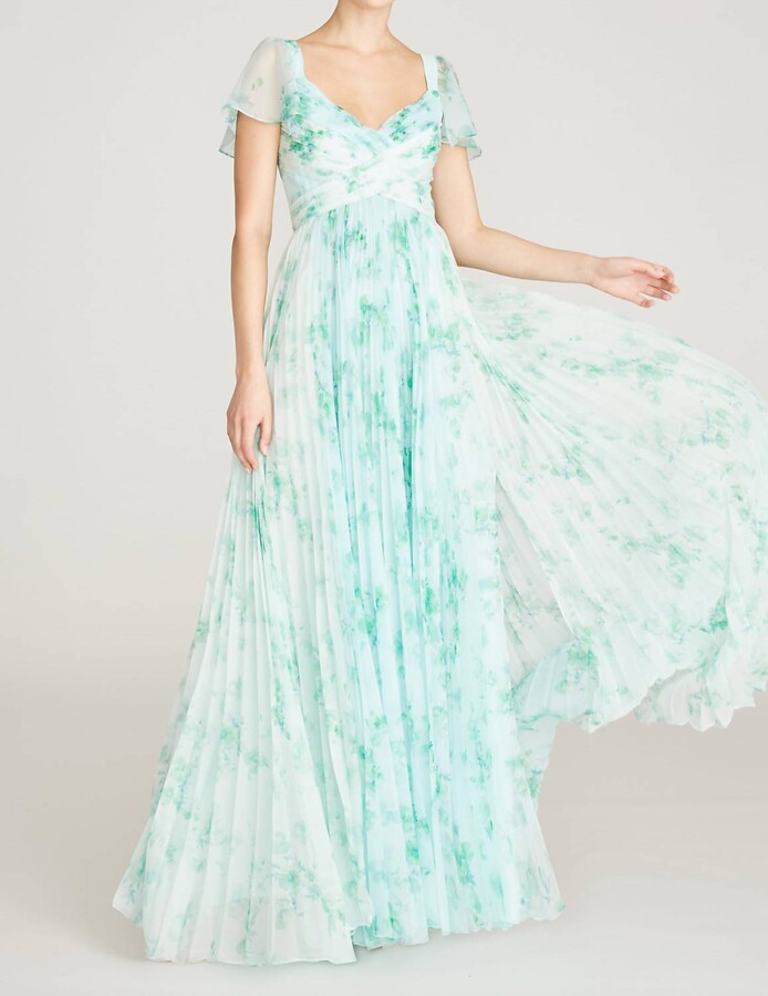 Theia Alani Color Blocked Gown in Floating Jasmine - ShopStyle Maxi Dresses