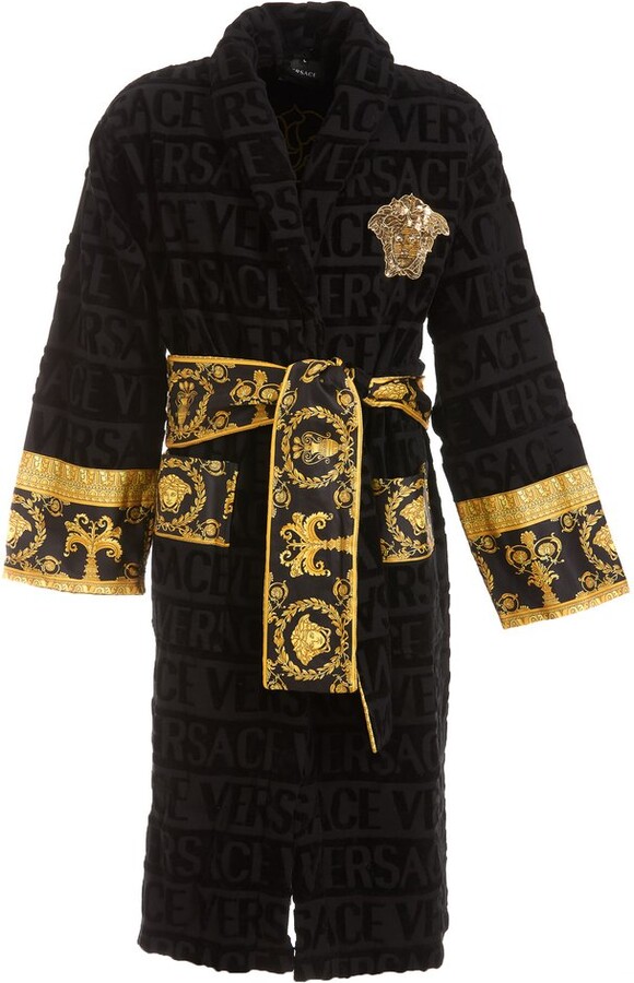 Versace Medusa Embellished Belted Bathrobe - ShopStyle Robes