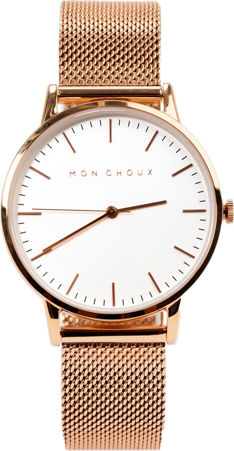 MON CHOUX - Classic White Rose Gold Watch In Mesh - ShopStyle