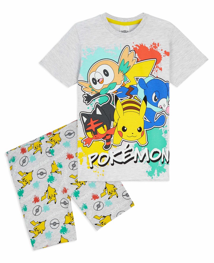 Pokemon Boys Pyjamas Pikachu T-Shirt and Shorts Pyjamas Set Teenagers ...