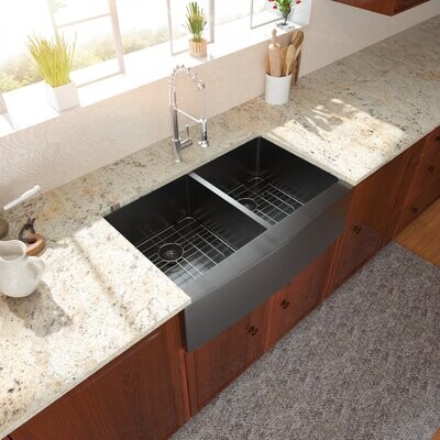 Lordear 36 Inch Farmhouse Double Bowl Stainless Steel Kitchen Sink ...