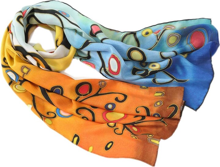 prettystern Women 63 Inch long Silk Scarf Gustav Klimt art nouveau ...