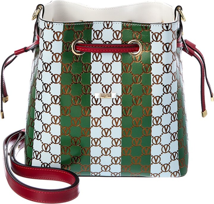 Valentino By Mario Valentino Karl Monogram Stripes Leather Shoulder Bag ...