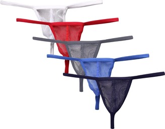 AIEOE Men's Thongs Underwear Sexy See-Through G-String Mesh Low Rise ...