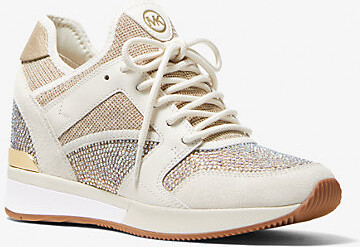 MICHAEL Michael Kors MK Maven Glitter Chain Mesh and Embellished Suede ...