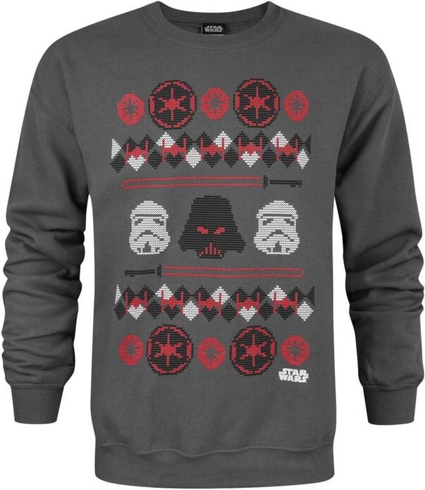 Star Wars Mens Darth Vader Fair Isle Christmas Sweater (Charcoal ...